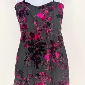 Lulus | Dresses | Lulus Black Floral Burnout Velvet Asymmetrical Midi ...